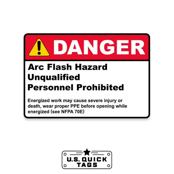 Arc Flash Hazard Decal - 1.75"x2.75" - US Quick Tags
