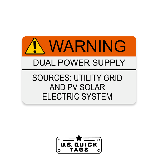 Warning: Dual Power Supply Adhesive Decal - US Quick Tags